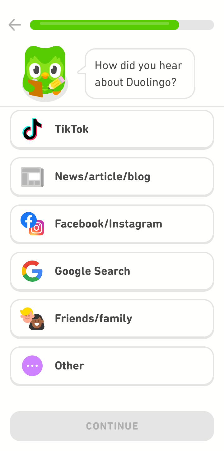 Duolingo Onboarding user flow
